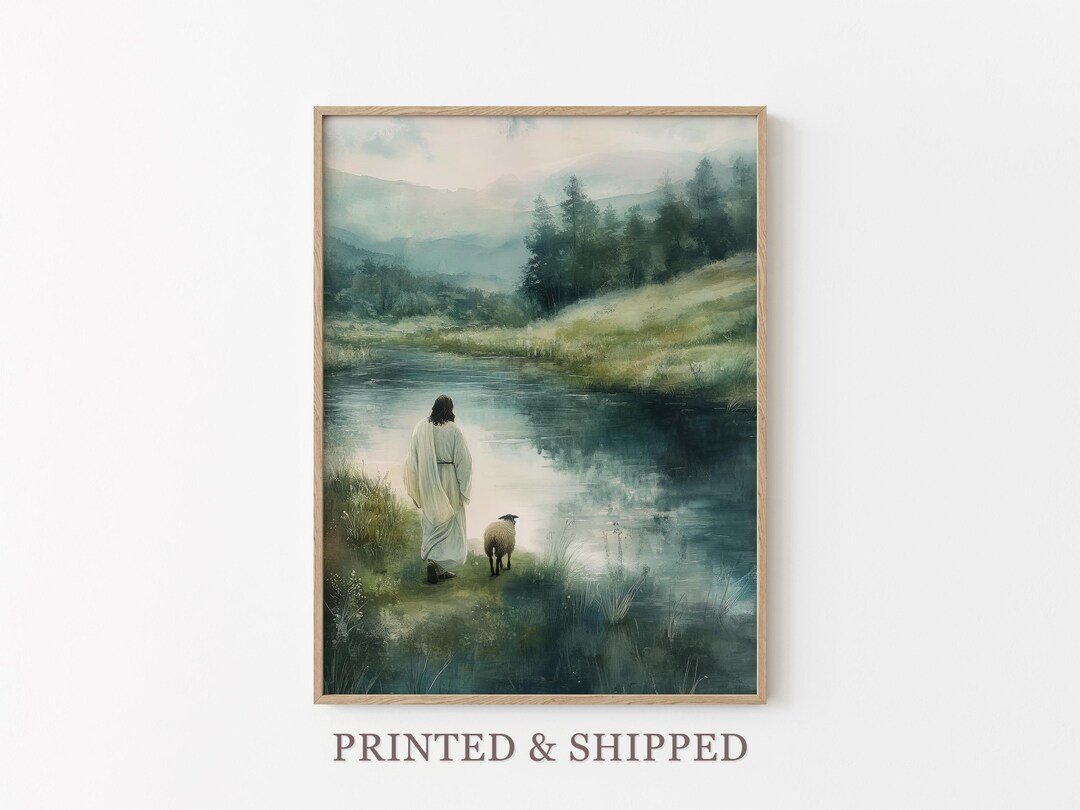 Vintage the Good Shephard Oil Painting | Parable of the 99 | Christian ...
