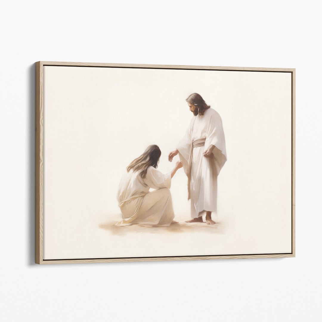 Jesus Heals A Sick Woman Watercolor Painting Canvas Print | Bleeding ...