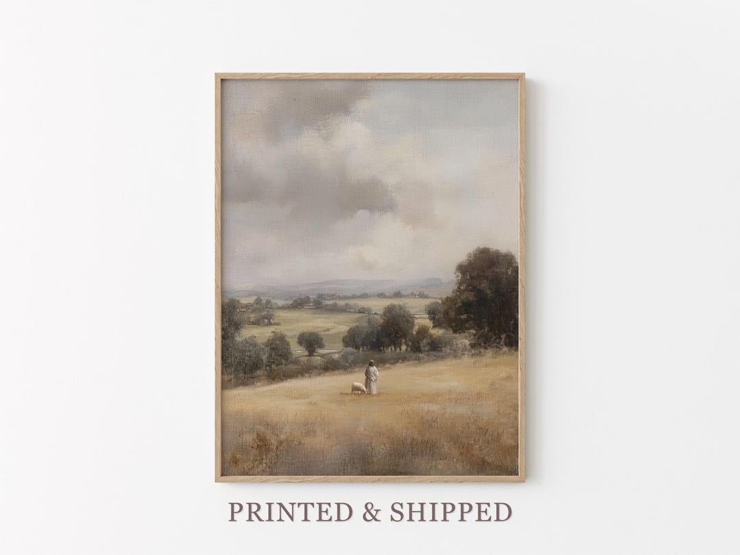 Vintage the Lord is My Shepherd Oil Painting Print | Jesus Leaves 99 ...