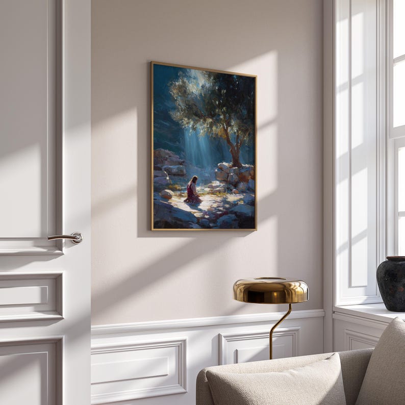 Garden of Gethsemane Jesus Painting Print | Jesus Praying | Christian ...