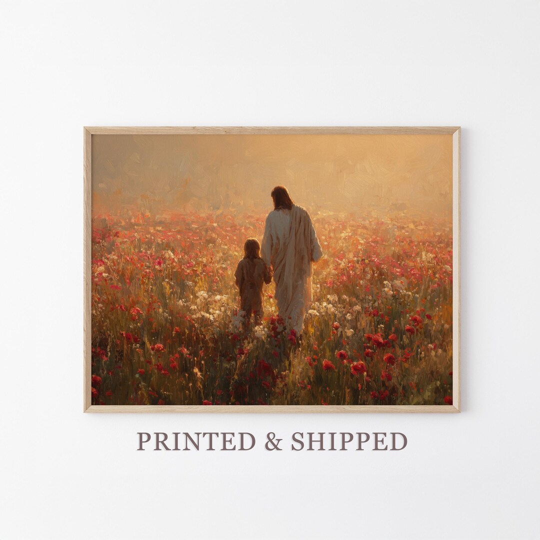 Jesus Walking With Child Painting Print | Christian Wall Art | Baptism ...