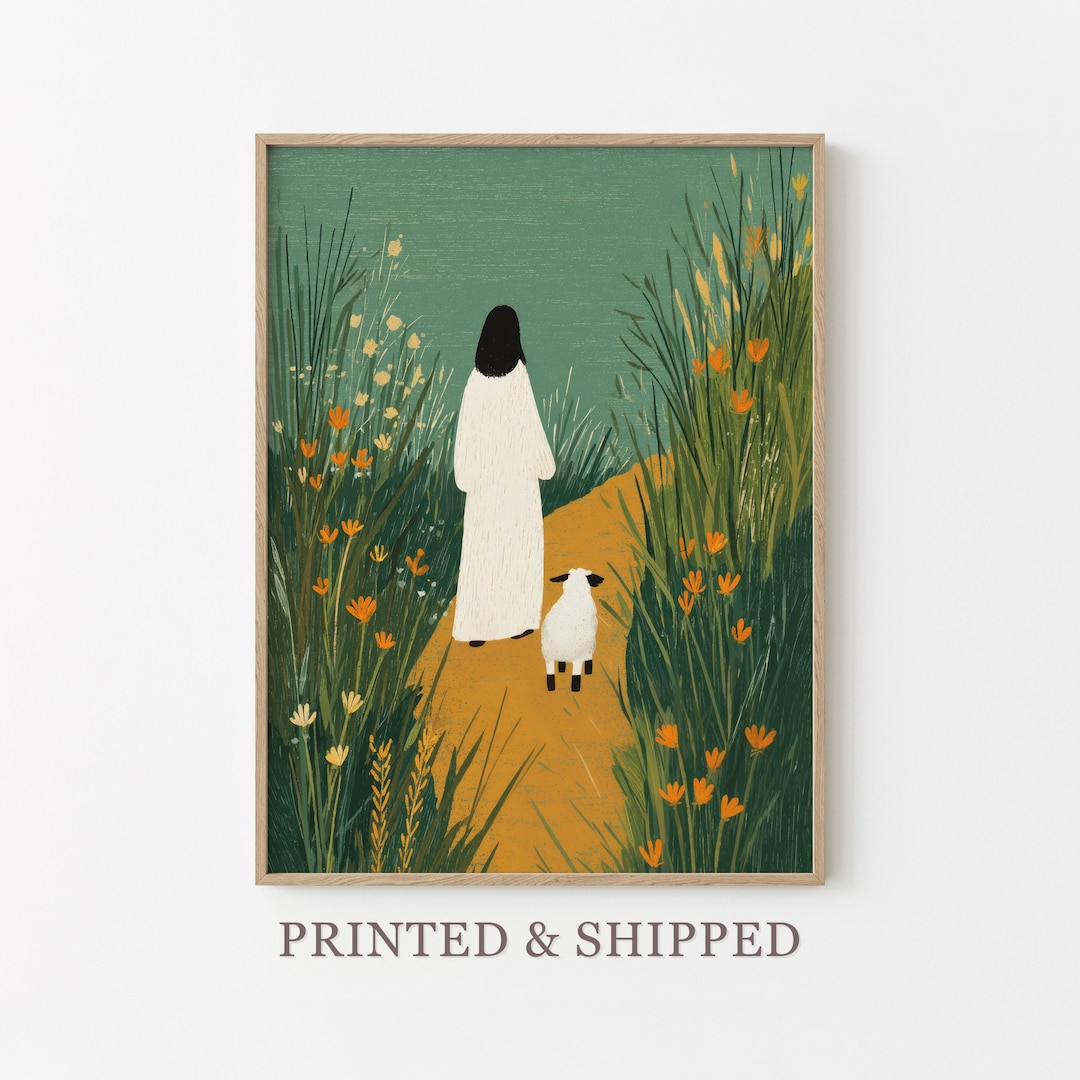 Jesus Leaves the 99 Print | Good Shepherd Lost Sheep Bible Art | WDS4 ...