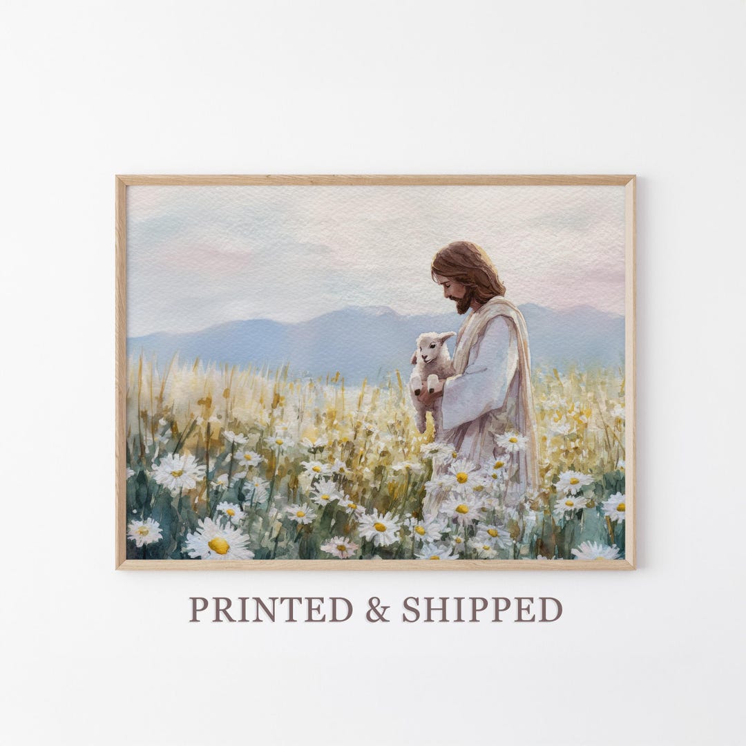 Jesus Carrying Lamb Painting Print | Lost Sheep Parable | the Good ...
