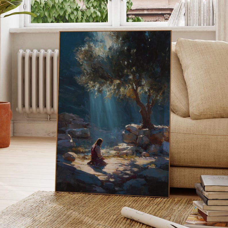 Garden of Gethsemane Jesus Painting Print | Jesus Praying | Christian ...