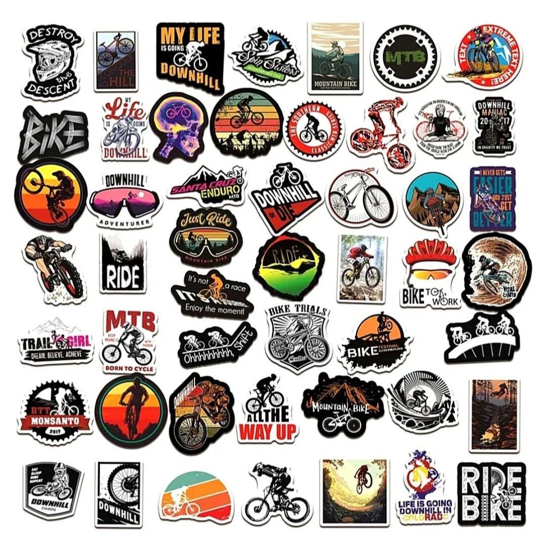 Bike Sticker Pack, Mountain Bike Decal Set, Cycling Enthusiast Stickers ...