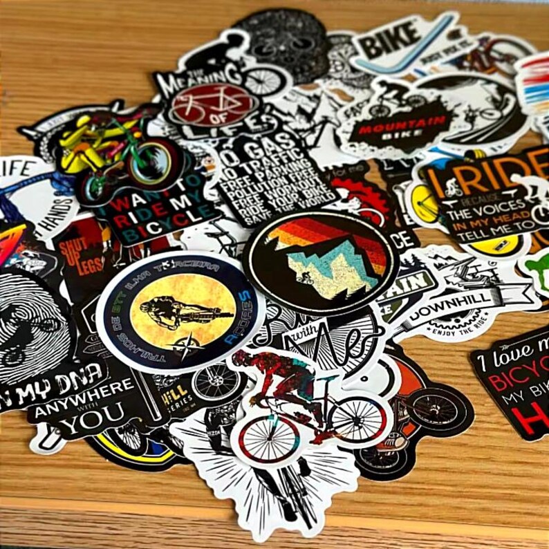 Bike Sticker Pack, Mountain Bike Decal Set, Cycling Enthusiast Stickers ...