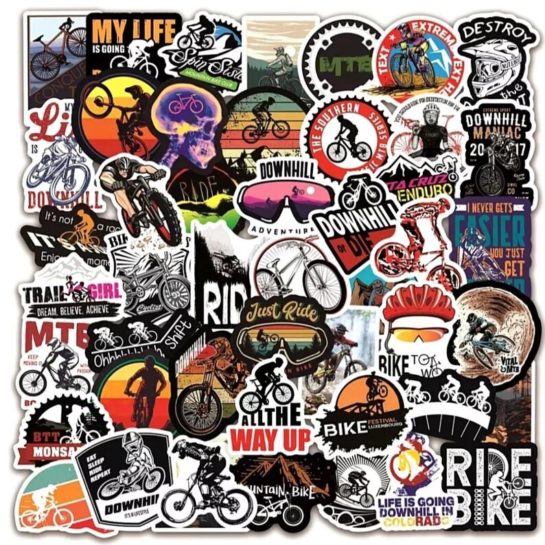 Bike Sticker Pack, Mountain Bike Decal Set, Cycling Enthusiast Stickers ...