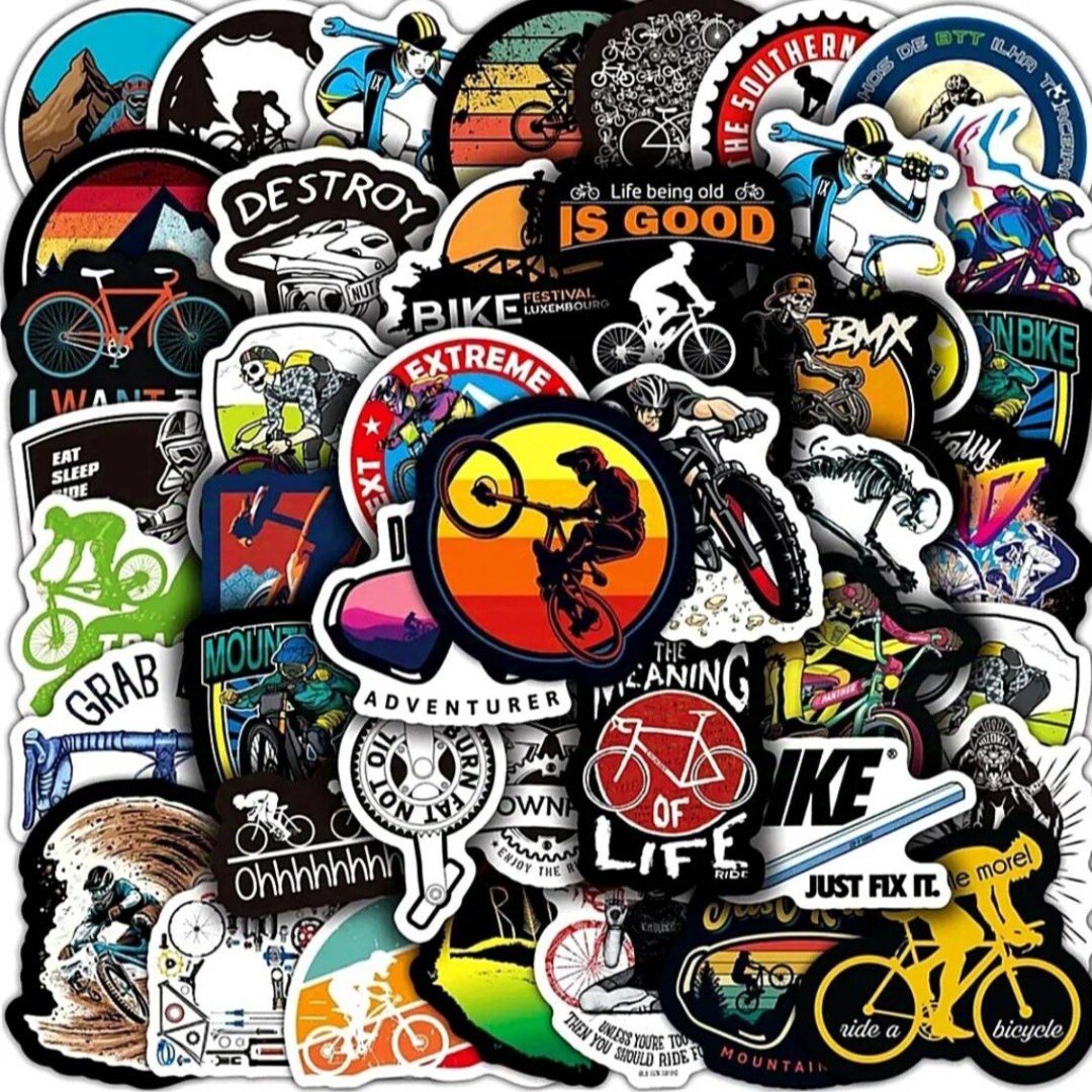 Bike Sticker Pack, Mountain Bike Decal Set, Cycling Enthusiast Stickers ...