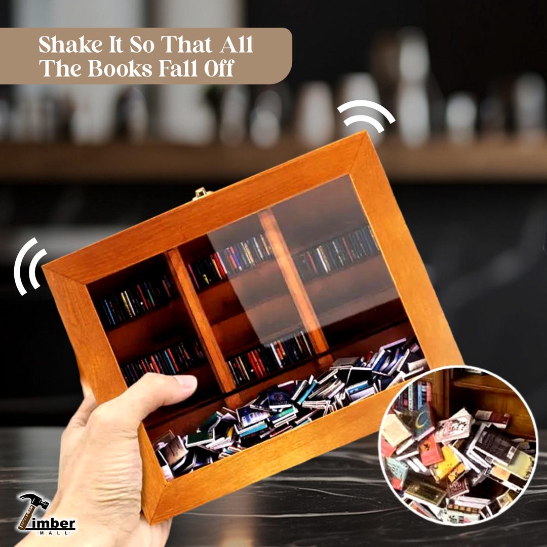 Sleek Anxiety Relief Mini Bookcase Miniature Model Bookshelves Book Lover Gift Study Library ...