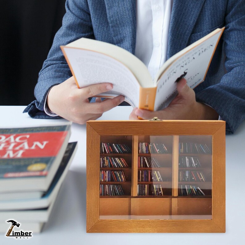 Sleek Anxiety Relief Mini Bookcase Miniature Model Bookshelves Book Lover Gift Study Library ...