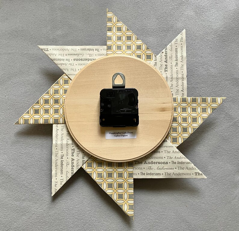 Personalized Family Name Origami Clock: Grey & Yellow Pattern - Etsy