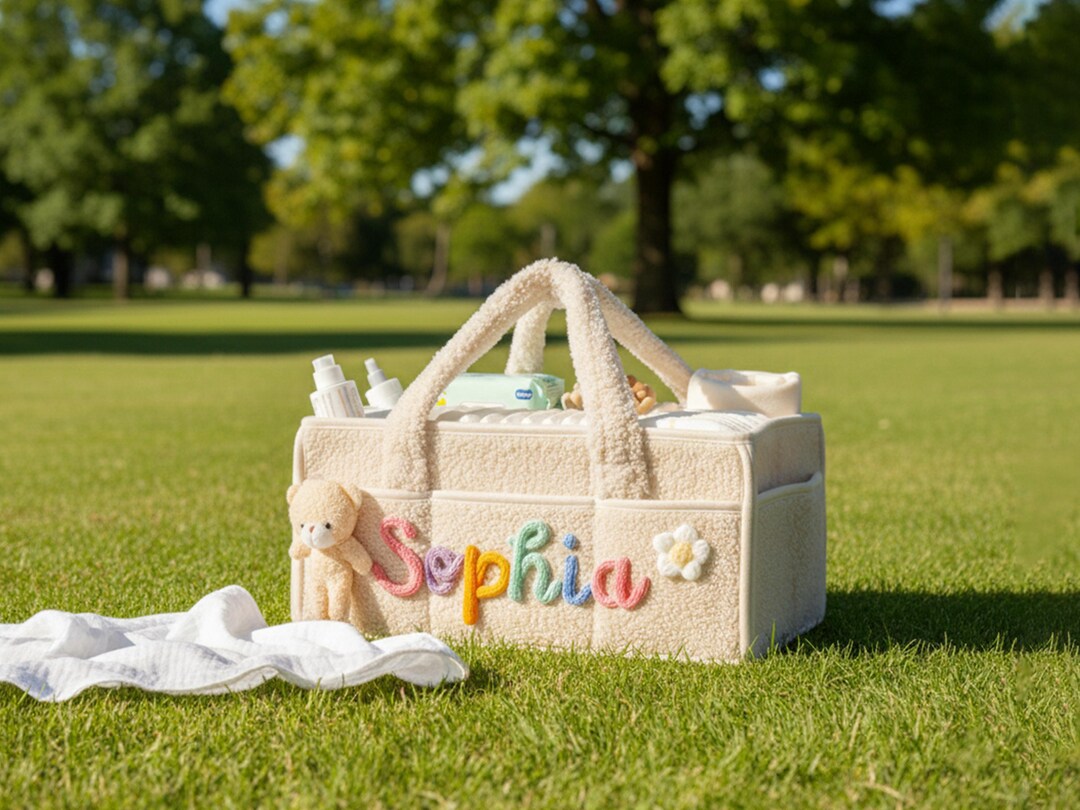 Personalized Baby Basket: Diaper Caddy & Bear, Unique Nursery Decor ...