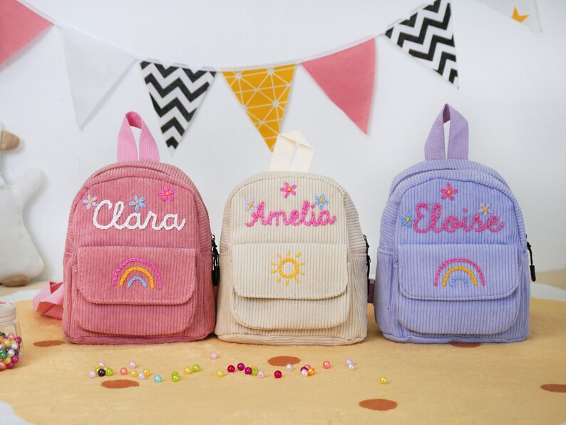 Hand-embroidered Custom Name Bag,kids Mini Backpack, Letter Backpack ...