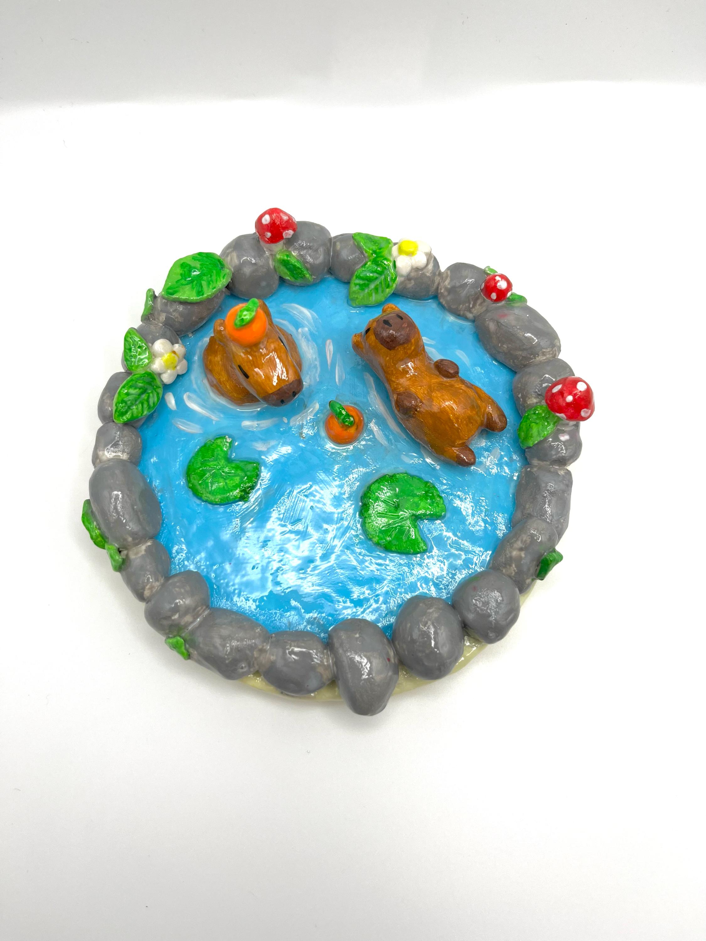 Capybara's Relaxing in Pond, Capybara Trinket Dish, Jewelry Trinket ...