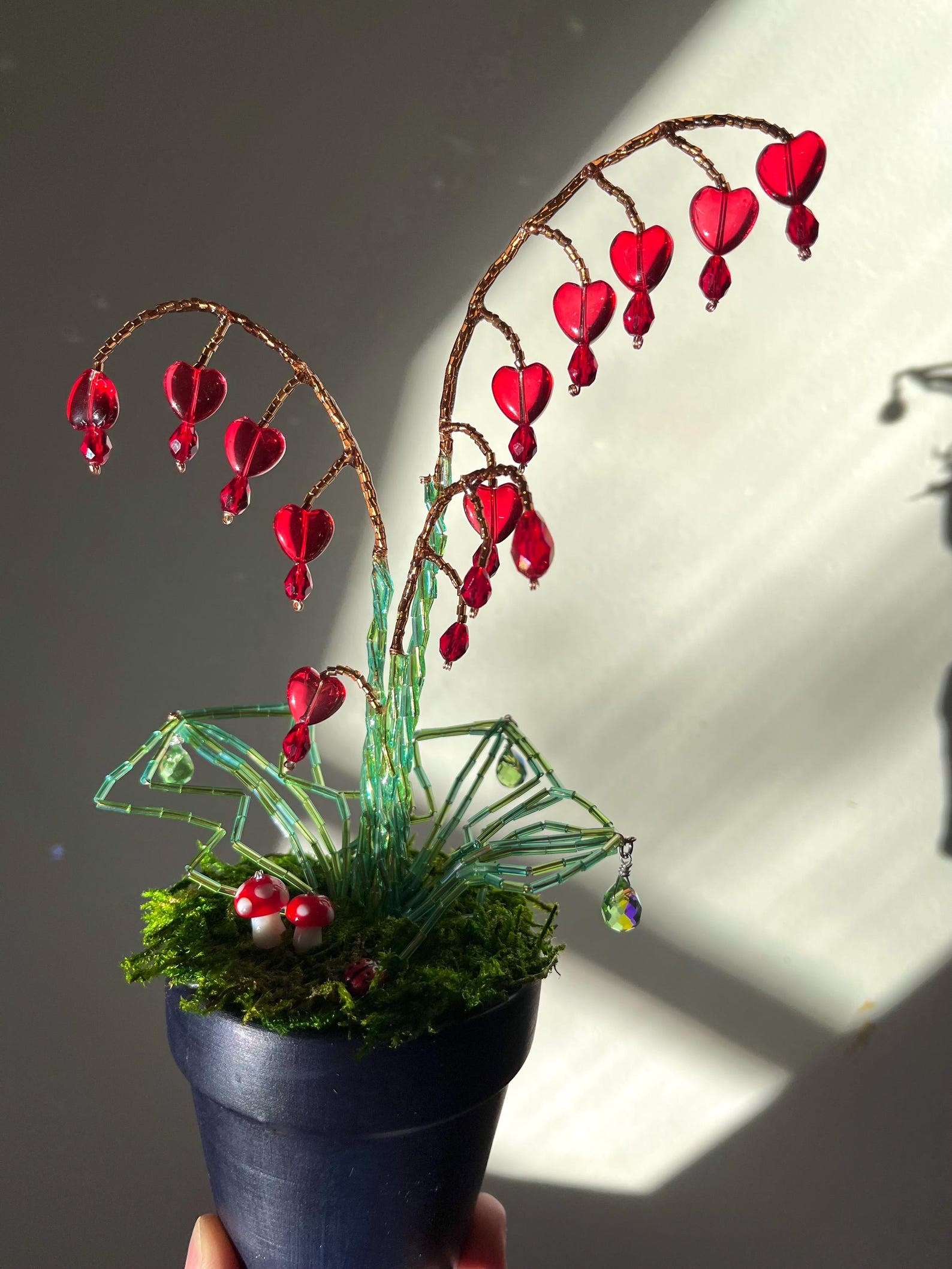Beaded Bleeding Hearts, Plant Decor, Beaded Plants, Beaded Flower ...