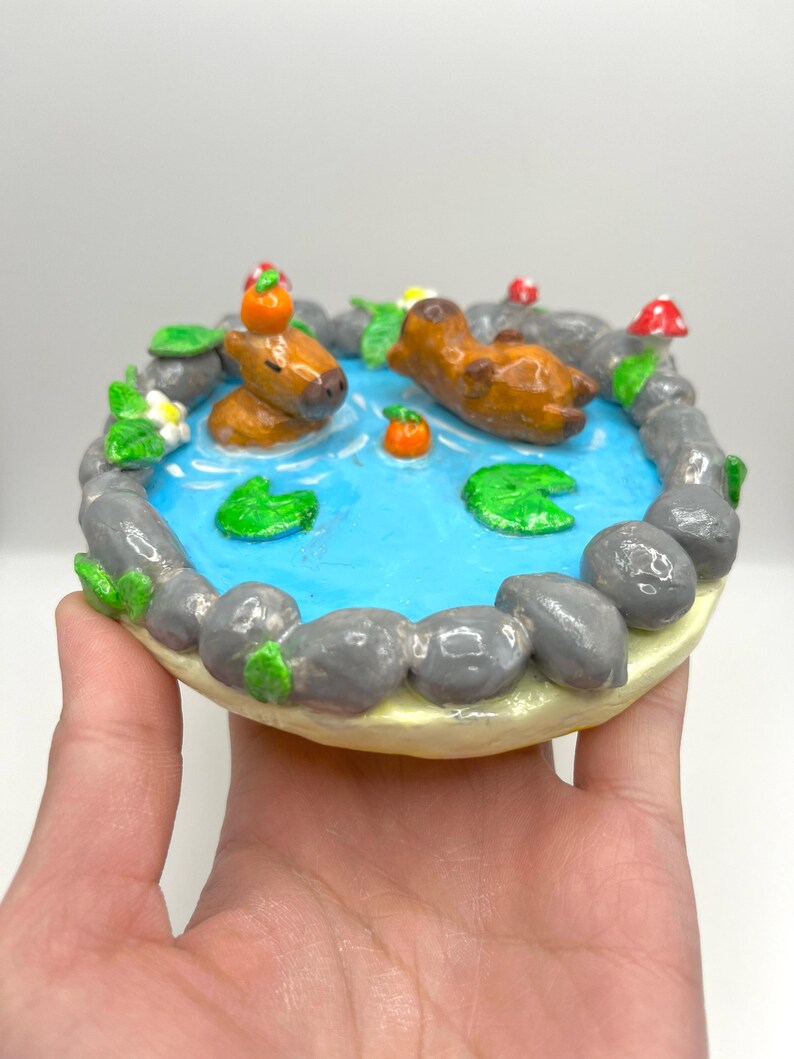 Capybara's Relaxing in Pond, Capybara Trinket Dish, Jewelry Trinket ...
