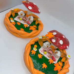 Autumn Ghost Picnic, Trinket Dish, Jewelry Trinket Dish, Cute Trinket ...