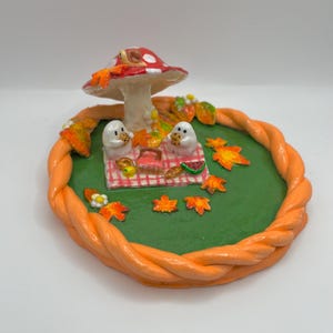 Autumn Ghost Picnic, Trinket Dish, Jewelry Trinket Dish, Cute Trinket ...