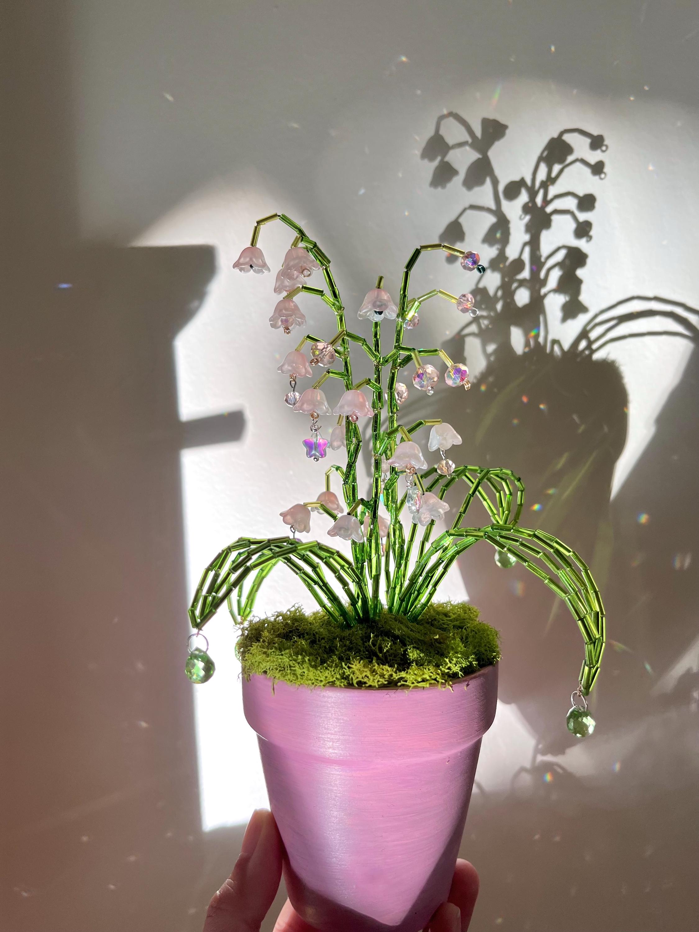Pink Lily of the Valley Plant, Beaded Plant, Decorative Plant, Beaded ...