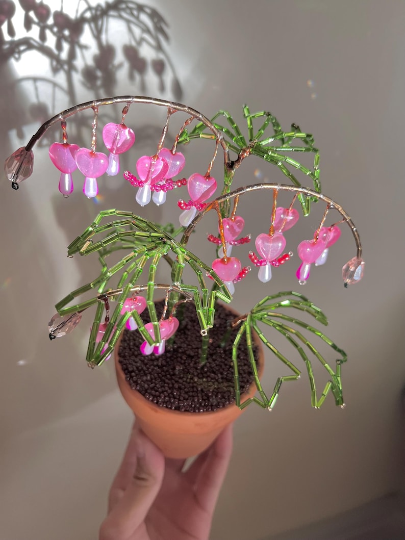 Beaded Bleeding Hearts, Plant Decor, Beaded Plants, Beaded Flower ...