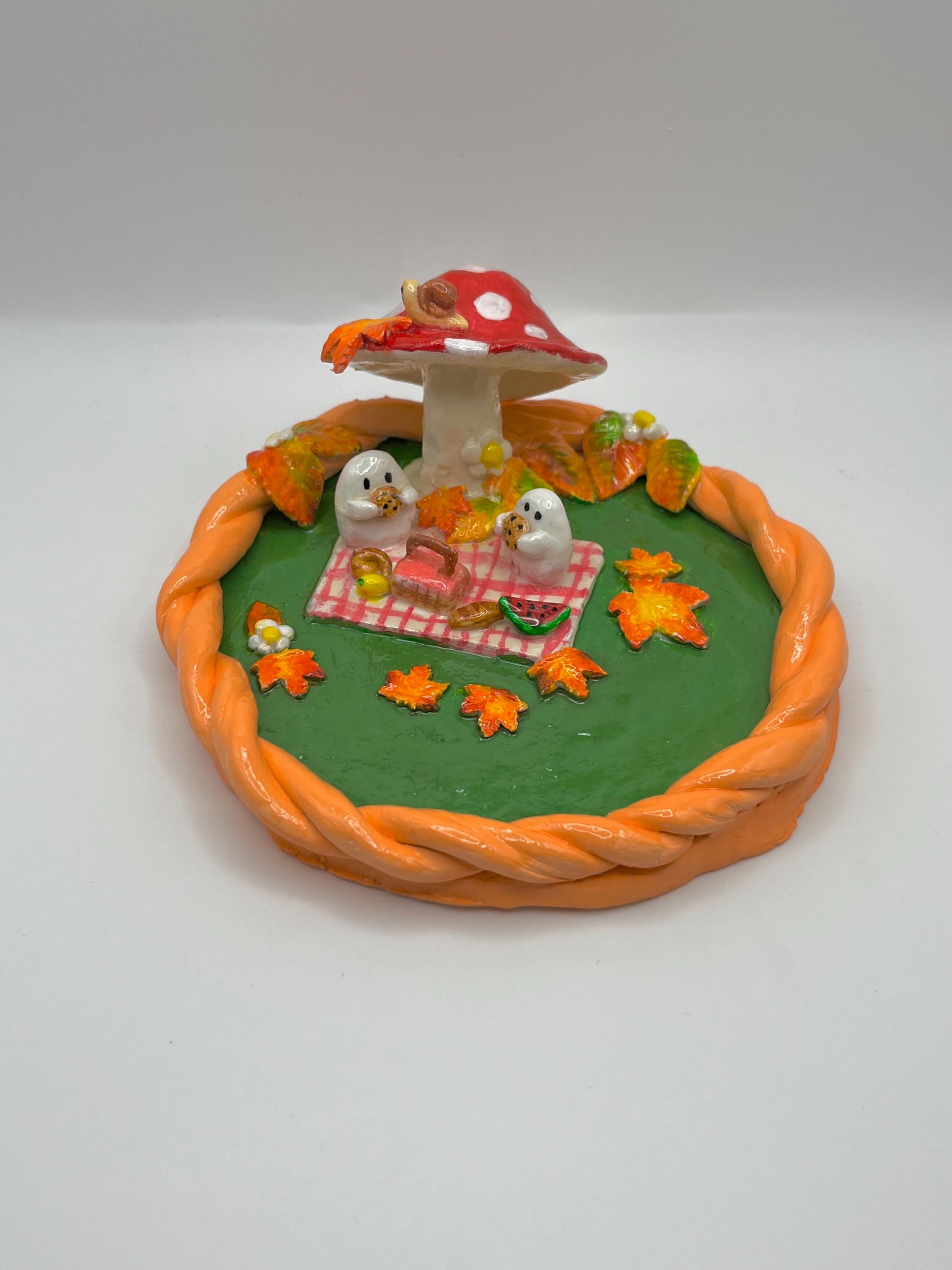 Autumn Ghost Picnic, Trinket Dish, Jewelry Trinket Dish, Cute Trinket ...
