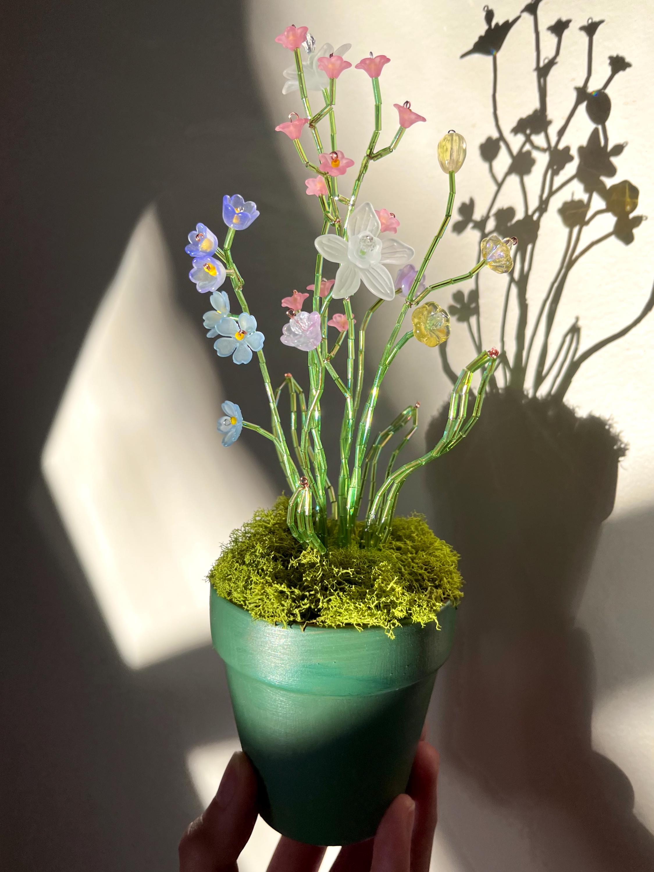 Beaded Flower Bouquet, Plant Decor, Beaded Plants, Beaded Flowers ...