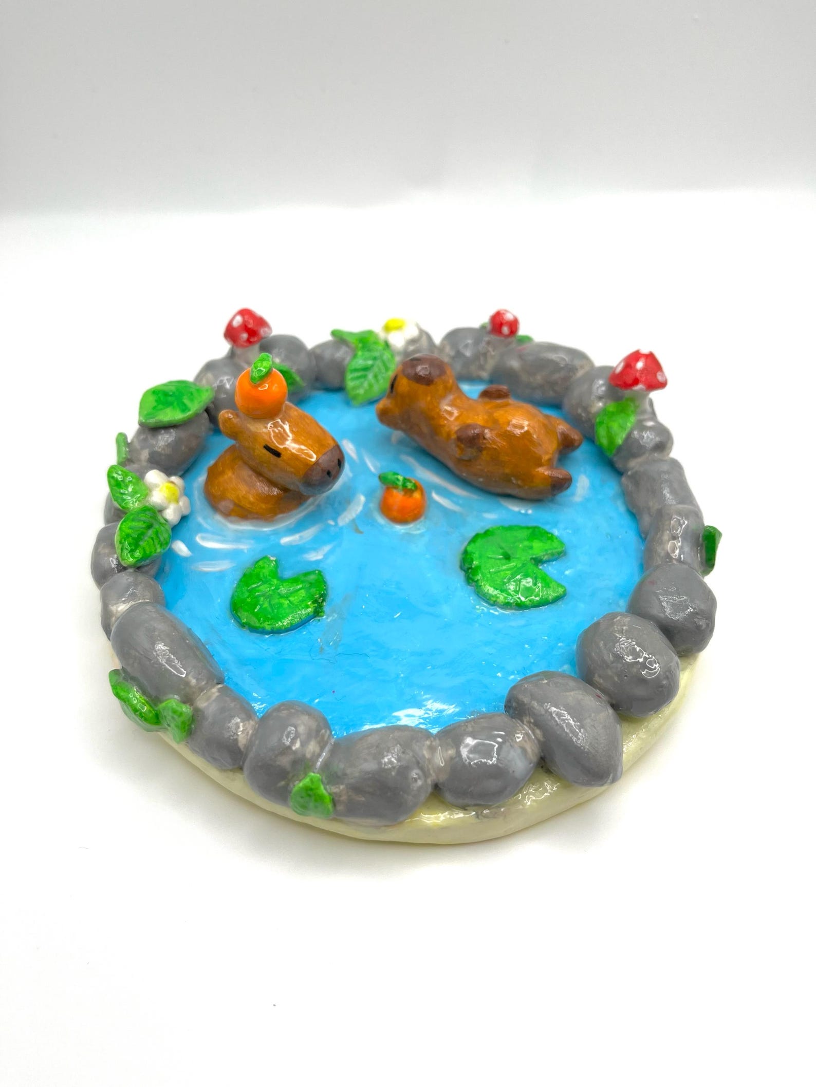 Capybara's Relaxing in Pond, Capybara Trinket Dish, Jewelry Trinket ...