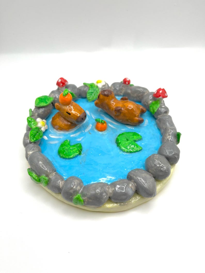 Capybara's Relaxing in Pond, Capybara Trinket Dish, Jewelry Trinket ...