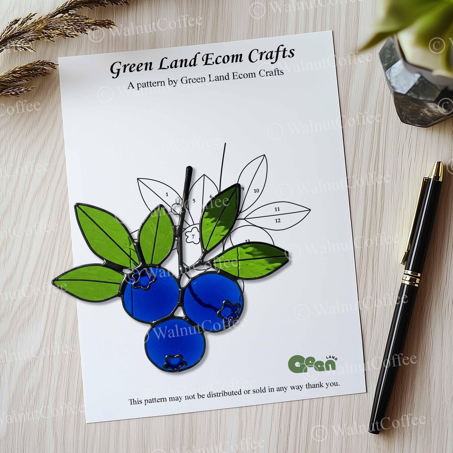 Blueberry Stained Glass Pattern, Handmade Fruit Hanging Decor, Nature ...