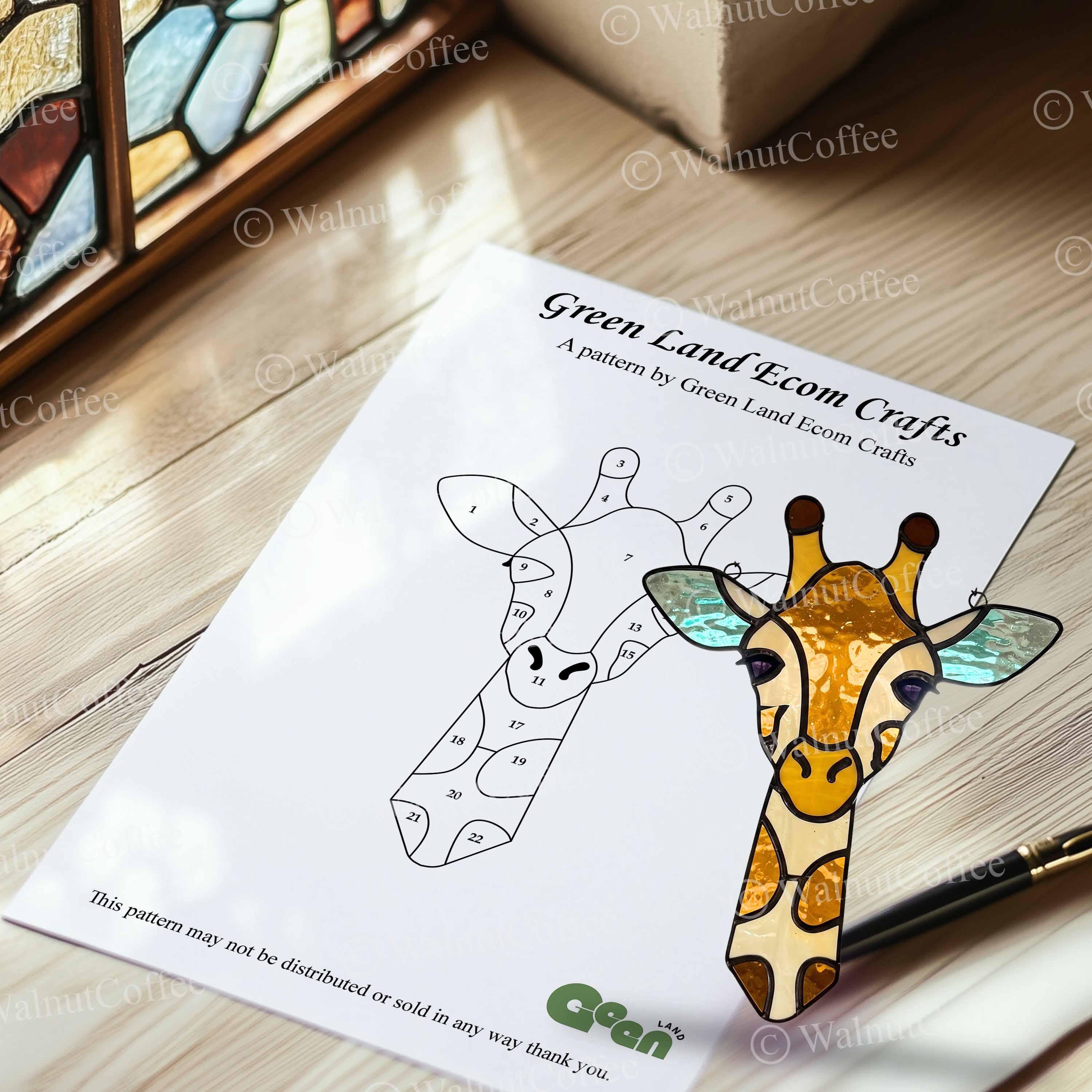 Giraffe Stained Glass Pattern Digital Download, Giraffe Glass ...
