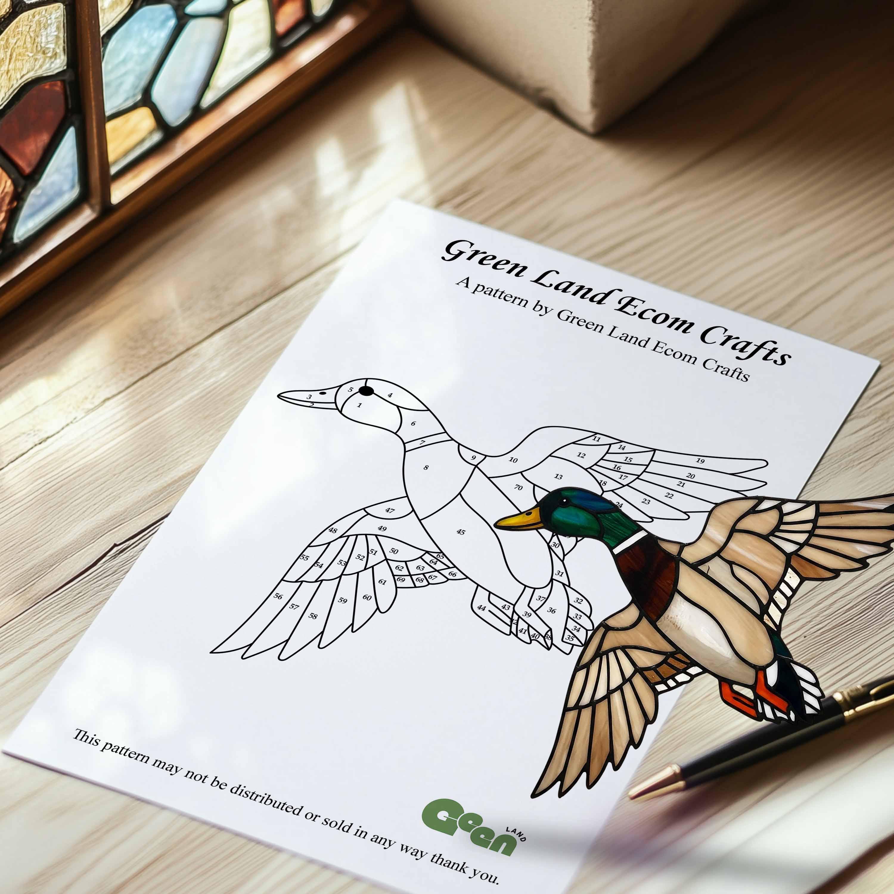Mallard Duck Stained Glass Pattern Digital Download, Mallard Duck ...