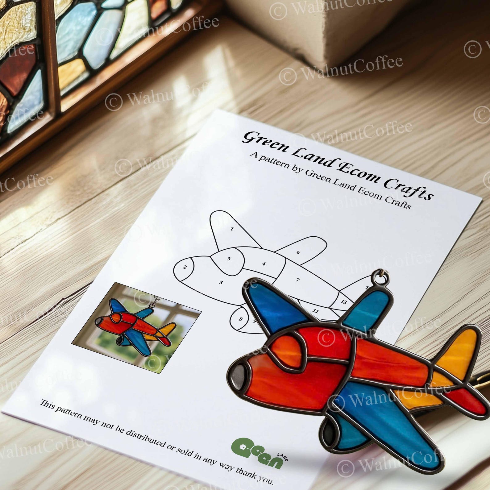 Pattern Colorful Airplane Stained Glass PDF, Kids Plane Stained Glass ...