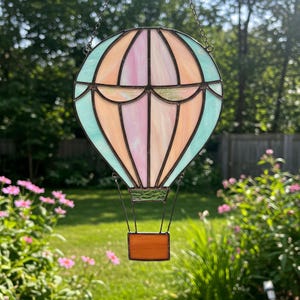 Colorful Air Balloon Stained Glass Pattern, Air Balloon Suncatcher ...