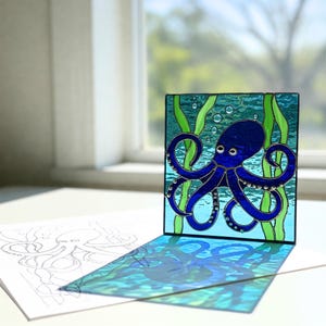 Digital Download Octopus Stained Glass Pattern, Octopus Stained Glass ...