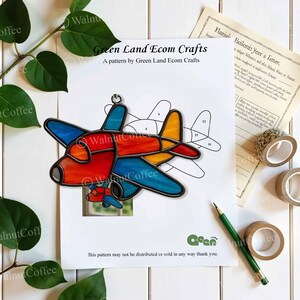 Pattern Colorful Airplane Stained Glass PDF, Kids Plane Stained Glass ...