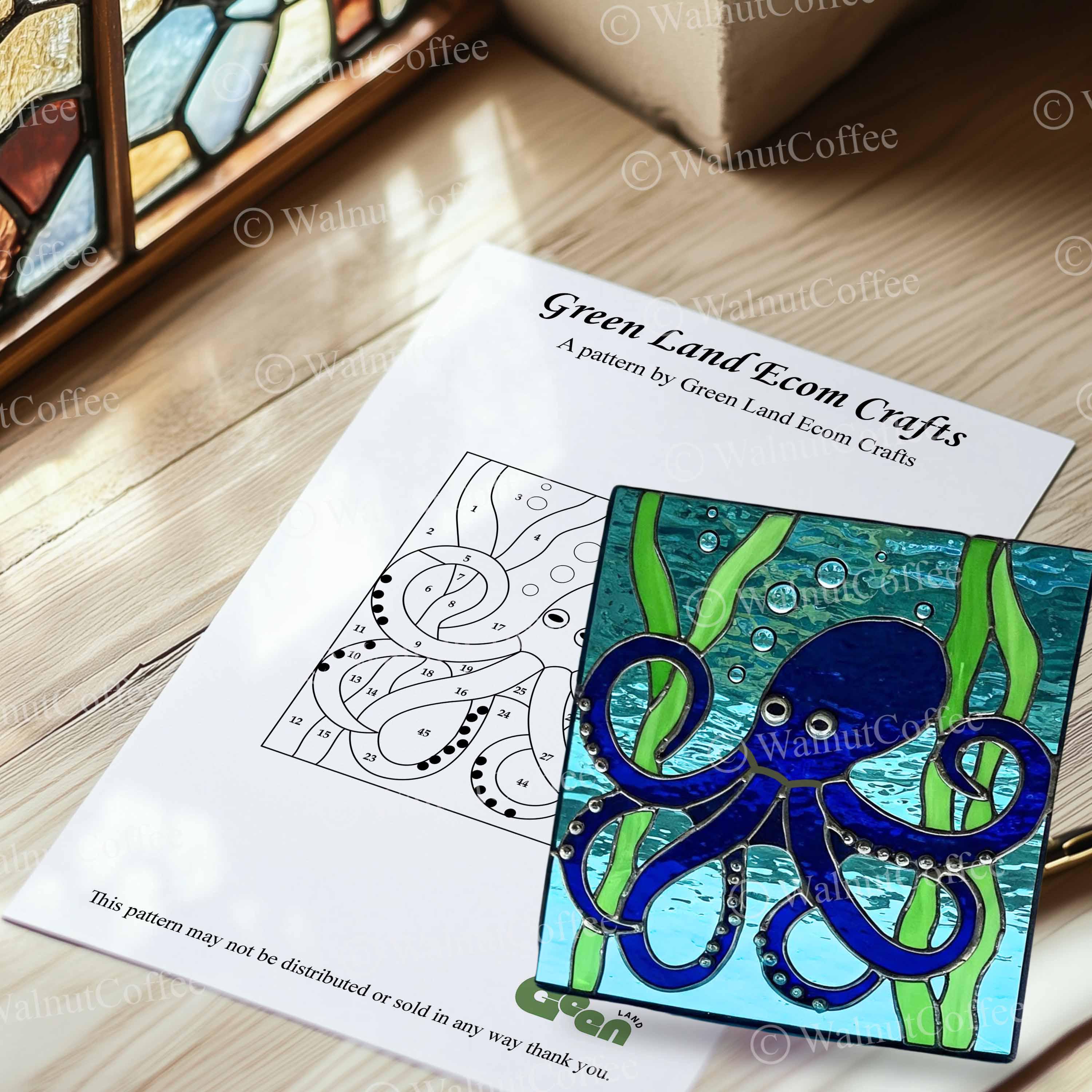 Digital Download Octopus Stained Glass Pattern, Octopus Stained Glass ...