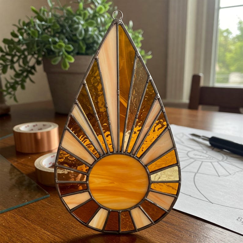 Teardrop Sunrise Stained Glass Pattern Digital Download, Nature ...