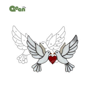 Couple Dove Stained Glass Pattern Digital Download, White Dove ...