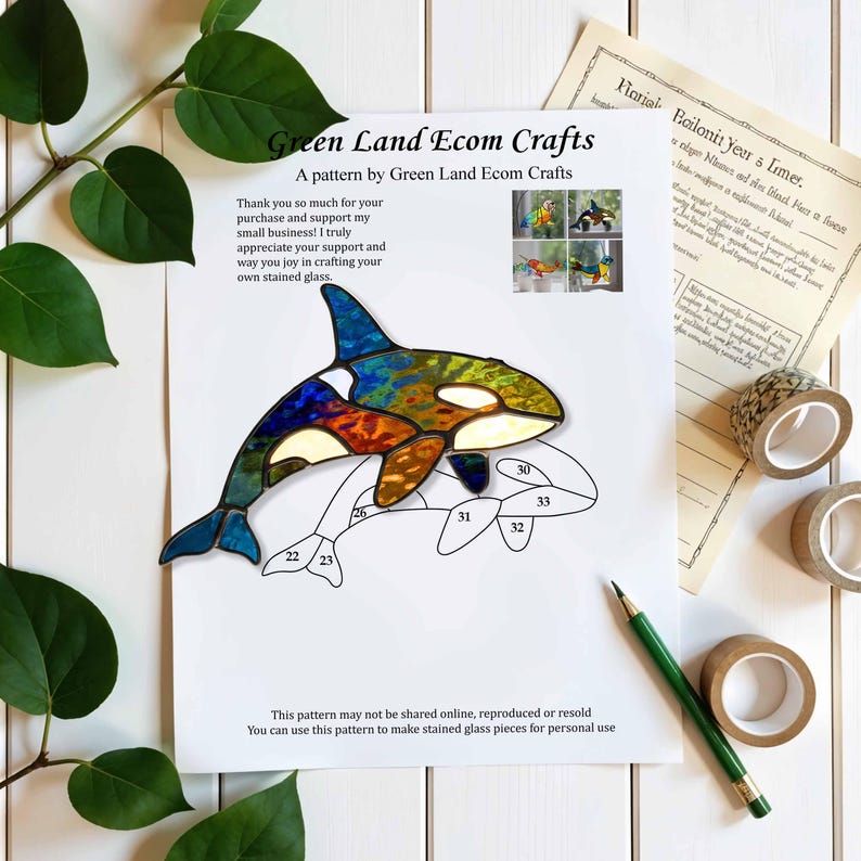 Orca Whale Stained Glass Pattern Digital Download, Killerwhale ...