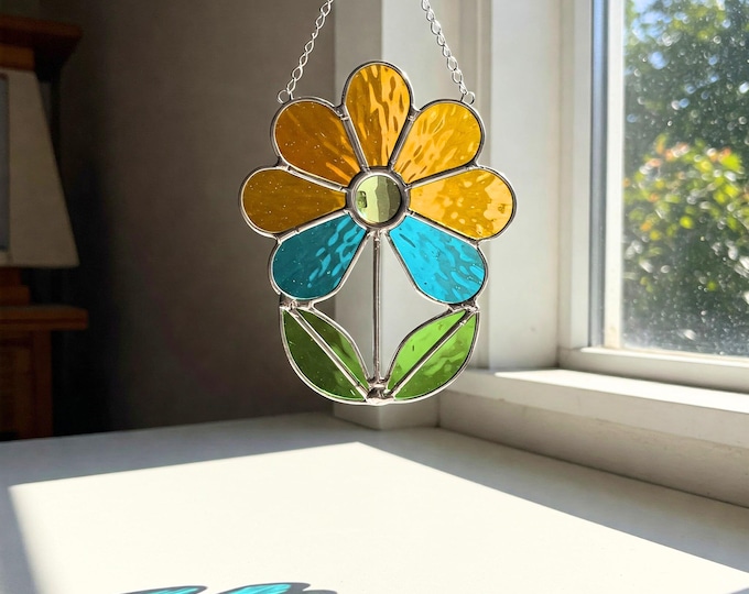 Daisy Flower Stained Glass Pattern • Beginner Stained Glass Daisy ...