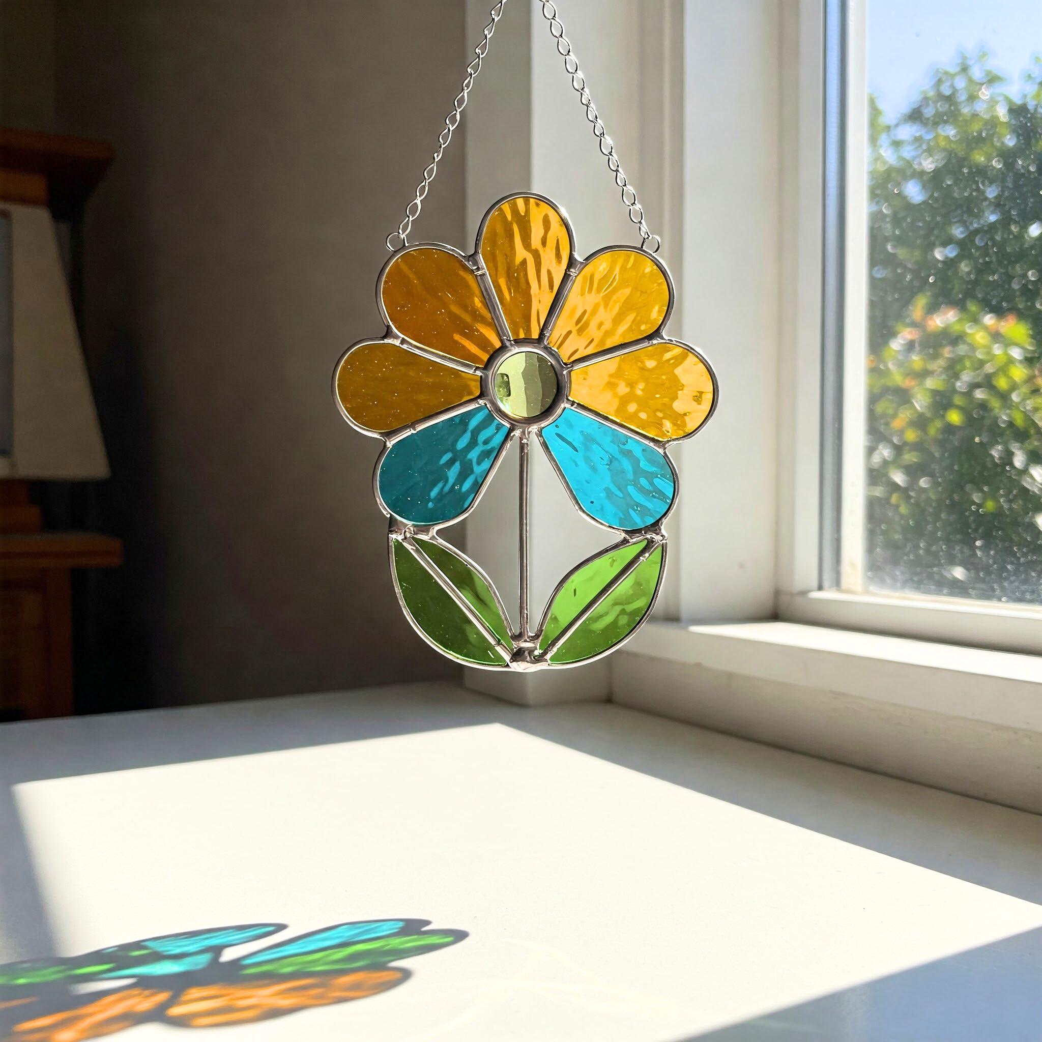 Digital Download Daisy Stained Glass Pattern, Daisy Glass Suncatcher ...
