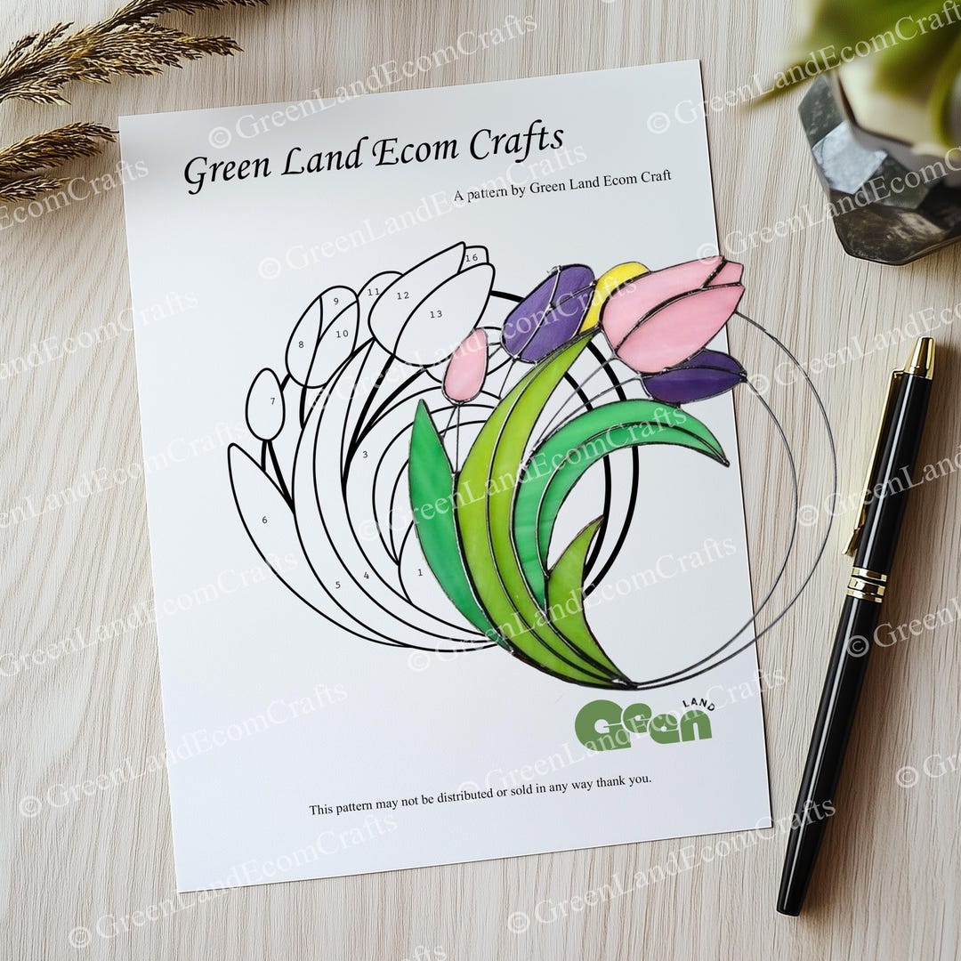 Digital Download Tulip Flower Stained Glass Pattern, Flower Stained ...