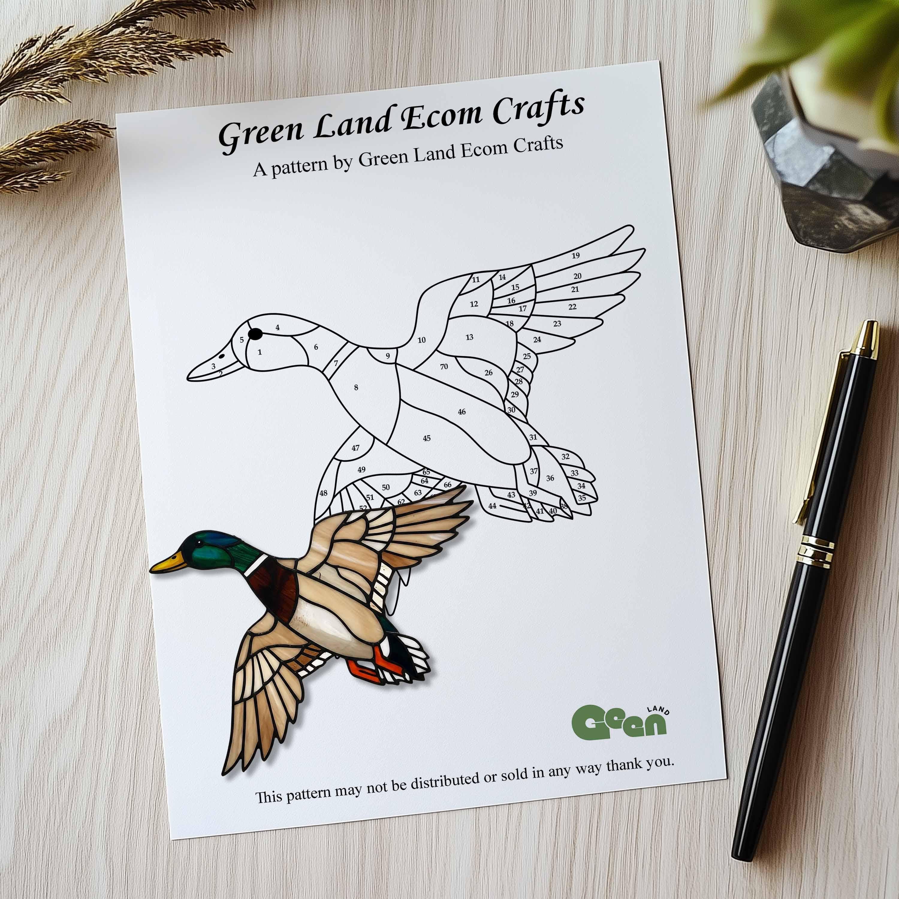 Mallard Duck Stained Glass Pattern Digital Download, Mallard Duck ...