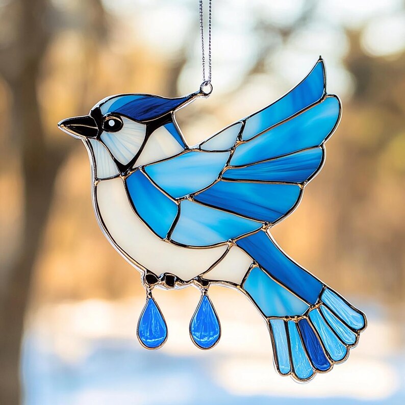 Digital Download Blue Jay Stained Glass Pattern, Bird Suncatcher ...