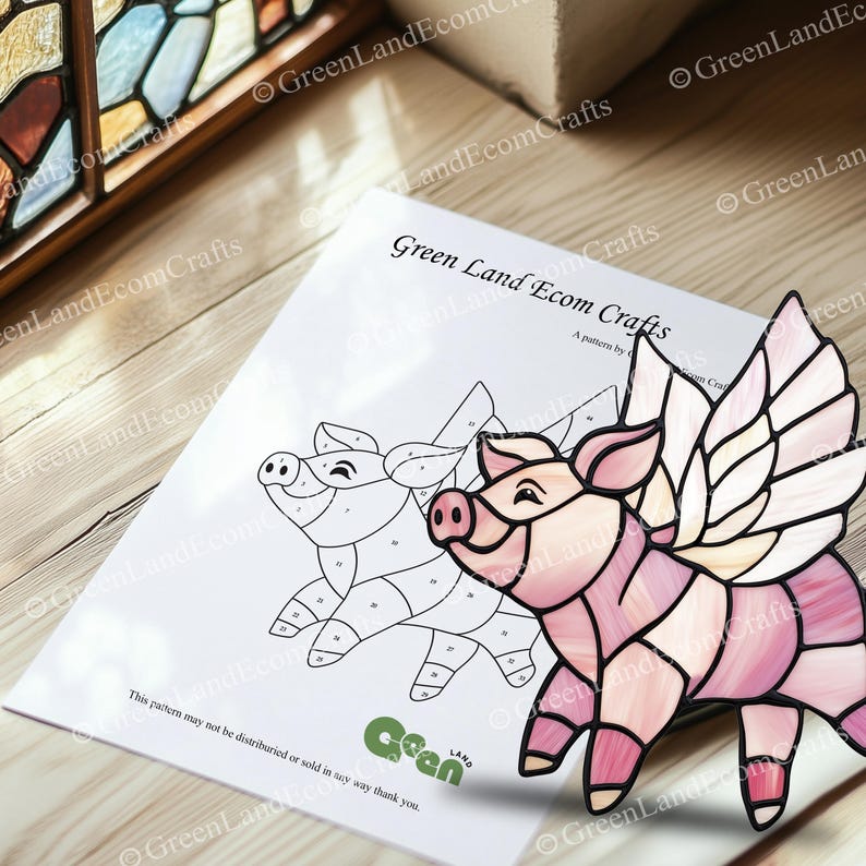 Digital Download Flying Pig Stained Glass Pattern, When Pigs Fly ...