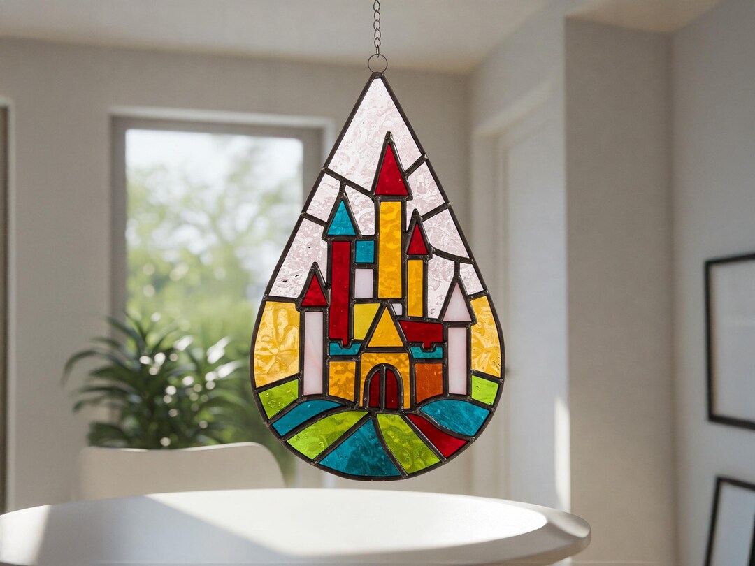 Fairytale Castle Stained Glass Pattern Digital Download, Magic Castle ...