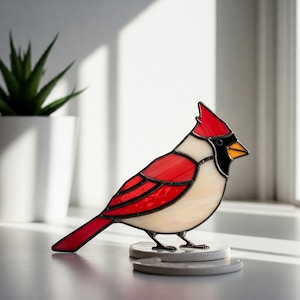 Cardinal Bird Standing Stained Glass Pattern, Red Bird Suncatcher ...
