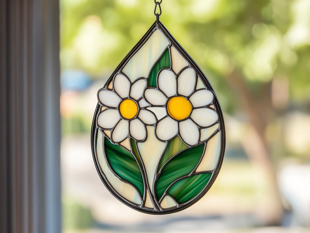 Mini Drops Flower Stained Glass Pattern, Daisy Flower Stained Glass ...