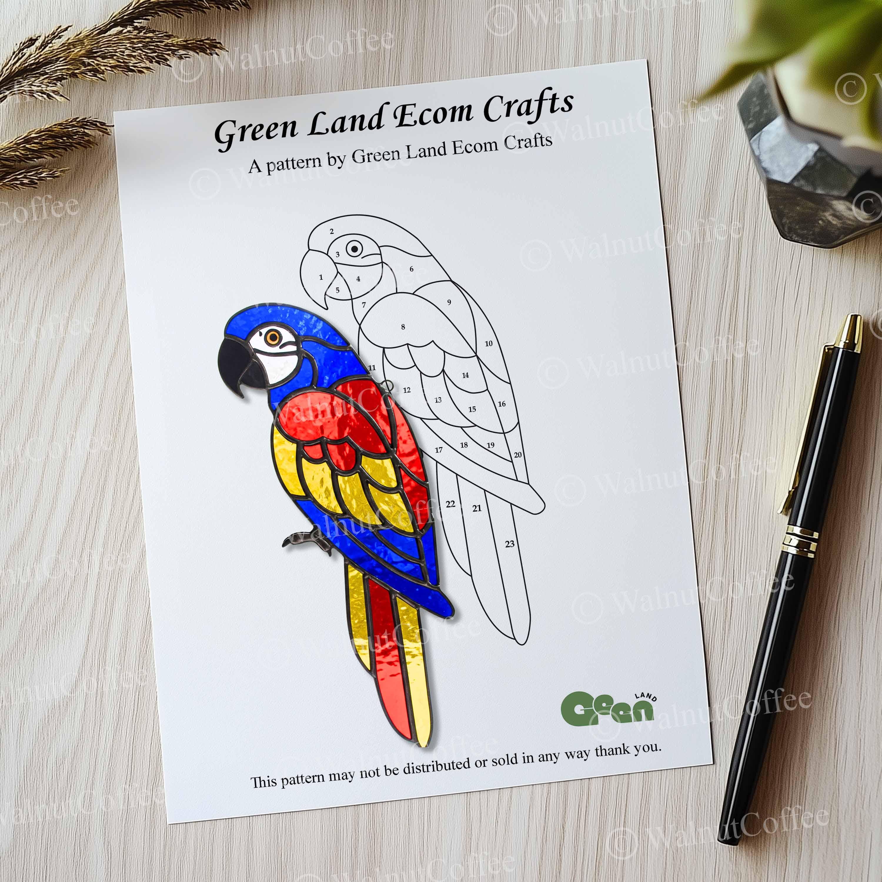Scarlet Macaw Stained Glass Pattern Digital Download, Red Parrot Faux ...