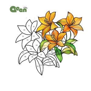 Stained Glass Orange Yellow Lily Pattern, Stained Glass Spring ...